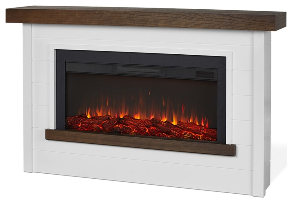 Real Flame Bernice Solid Wood Steel Glass Landscape Electric Fireplace ...