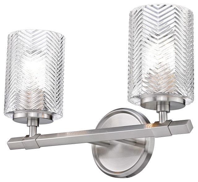 Dover Street 2-Light Bathroom Vanity Light In Brushed Nickel, 14.250 ...