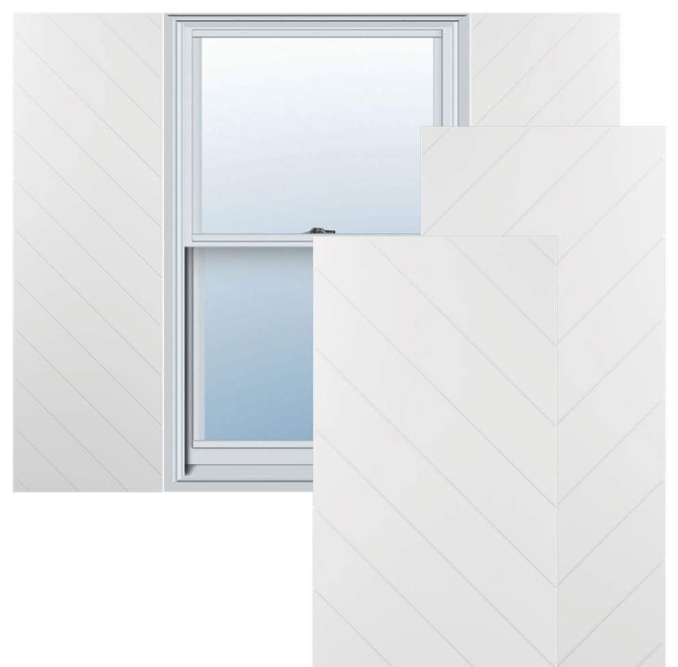 True Fit PVC Diagonal Slat Modern Style Fixed Mount Shutters, 12"W x 26 ...