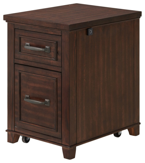 Eloise 23" 2 Drawer File Cabinet With Fingerprint Biometric Lock, Brown ...