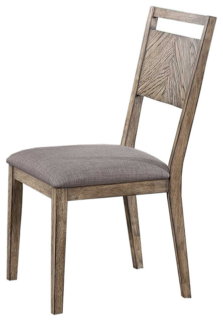 Wooden Dining Chair with Rough Hewn Saw Texture, Set of 2, Brown and ...