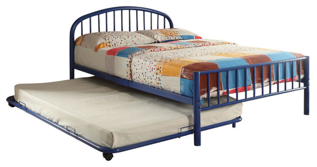Metal Full Bed, Slatted Style, Blue - Contemporary - Panel Beds - by ...