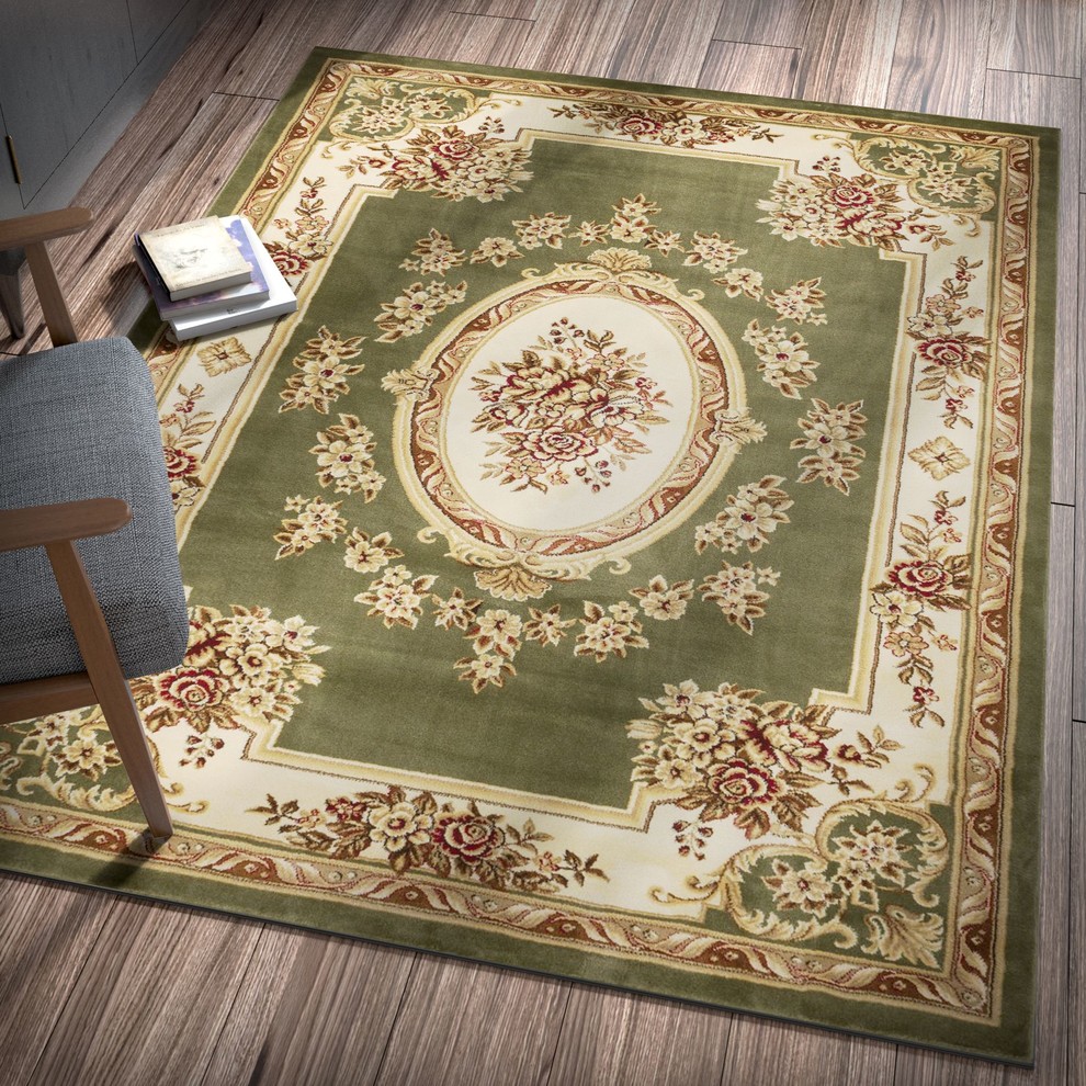 Well Woven Timeless Green Area Rug, 6'7"x9'3" - Victorian - Area Rugs ...