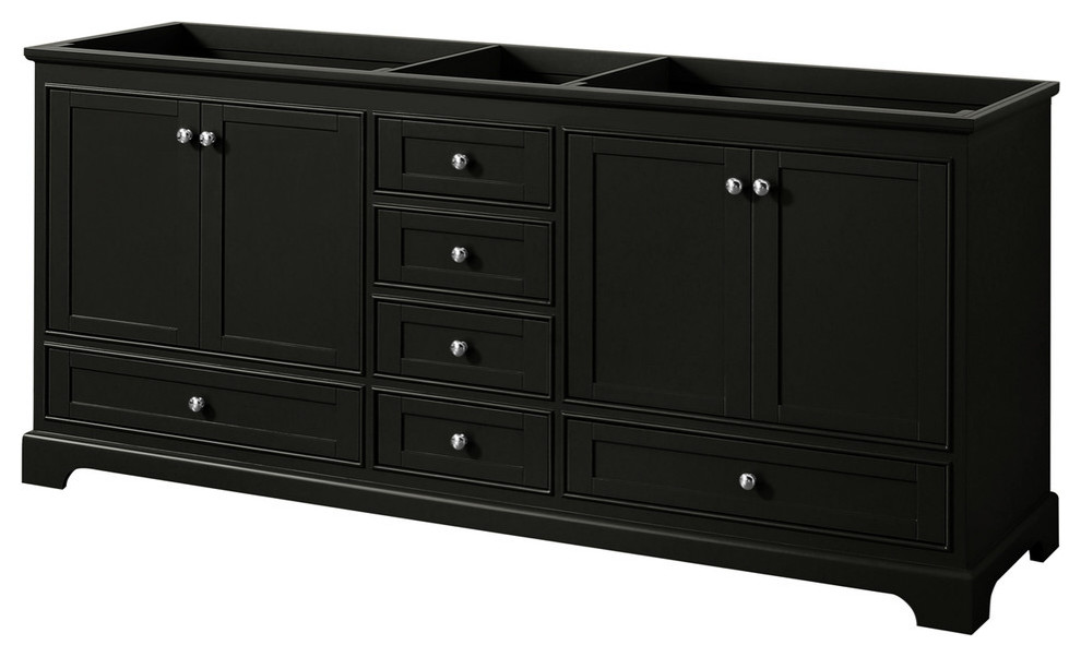 60" Double Bathroom Vanity, Dark Espresso, No Countertop, No Sinkss, 80 ...