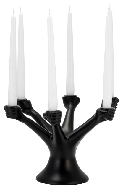 Metal, 13"D, Hands Holding Taper Candelabra, Black, 13x13x8 inches - Contemporary ...