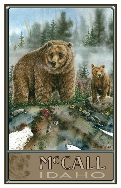 by Artist Dave Bartholet McCall Idaho Grizzly Bears Art Print, 30"x45 ...