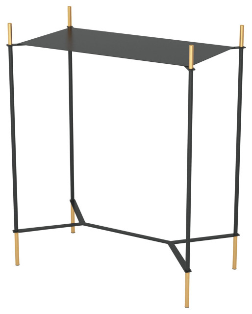 Sofa Side Table, Rectangular, Steel Metal, Black, Gold, Lounge Cafe ...