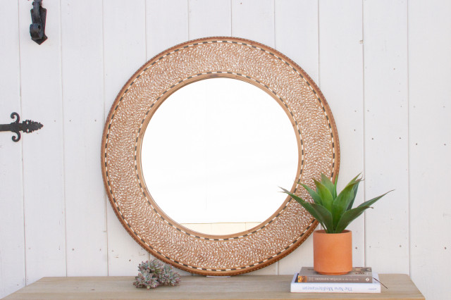Finely Inlay Anglo Indian Round Mirror - Mediterranean - Wall Mirrors ...