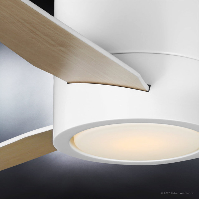 Luxury Mid-Century-Modern Ceiling Fan, Matte White - Transitional ...