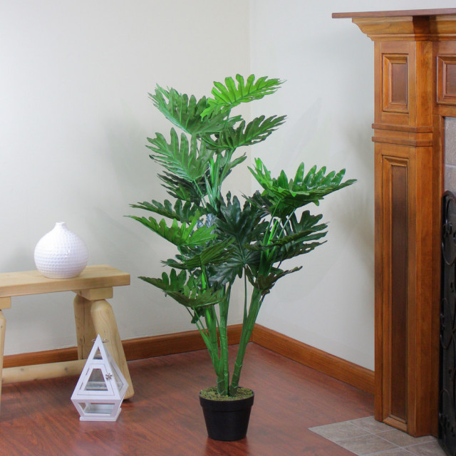 50" Green Large Artificial Philodendron Selloum Potted Plant ...