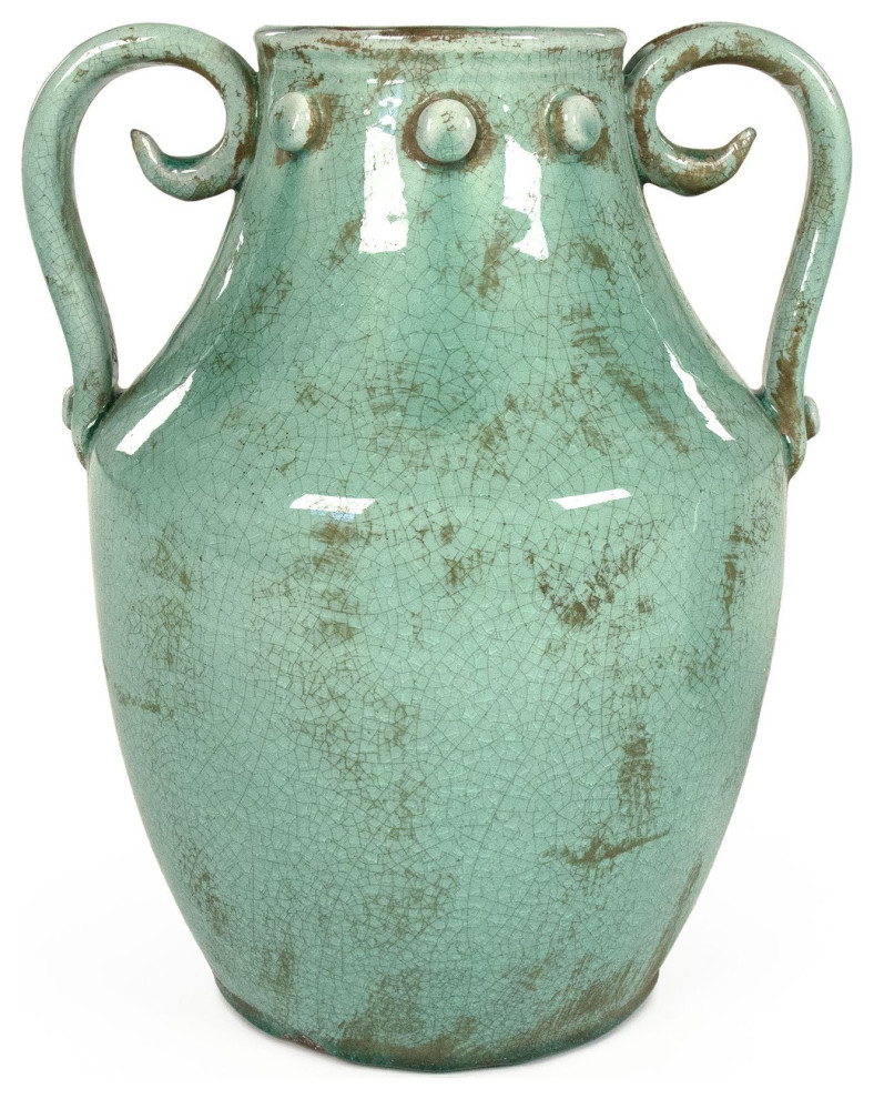 Distressed Turquoise Vase Large - Farmhouse - Vases - by Hudson Home ...