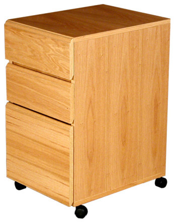 3-Drawer Real Wood Oak Veneer Freestanding Drawer File - Contemporary ...