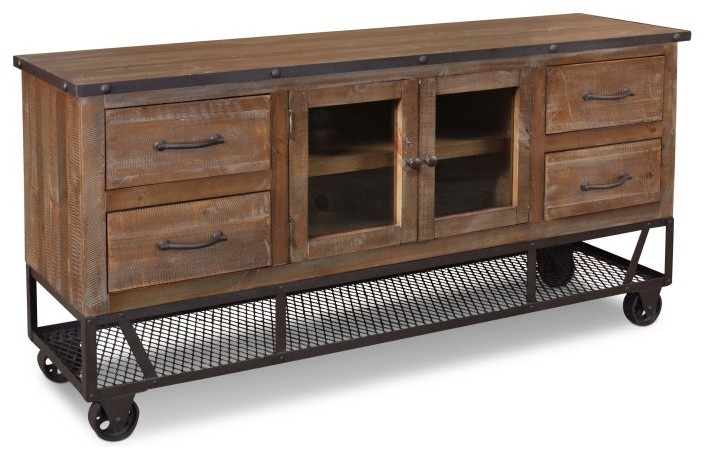Addison Rustic Industrial Style 65" TV Stand - Industrial ...
