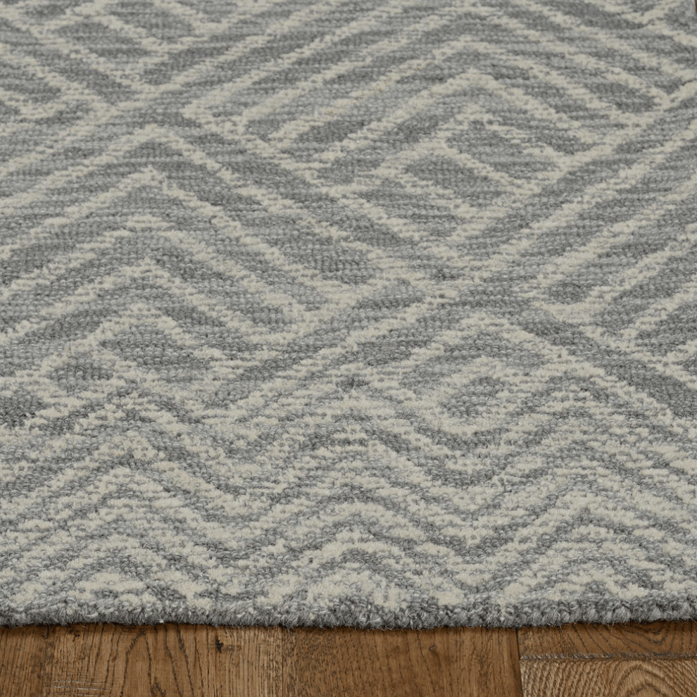 2' X 8' Denim Geometric Tiles Wool Runner Rug - Scandinavian - Hall And ...