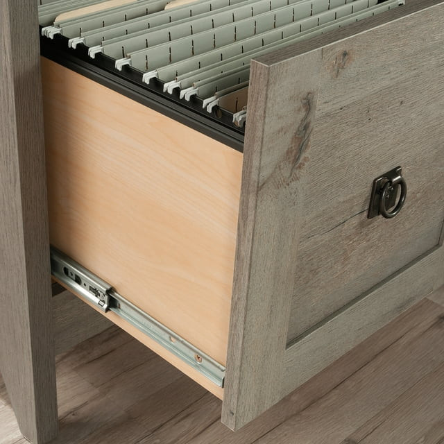 Rustic L-Shaped Home Office Desk, Open Compartments and Filing Drawer ...