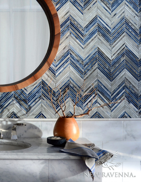Ombre Chevron Mosaic Backsplash - Contemporary - Bathroom - Other - by ...