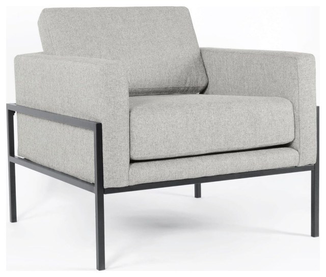 Modern Accent Chair, Black Metal Frame With Cushioned Polyester Seat ...