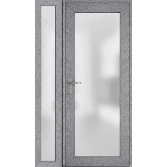 Exterior Prehung FiberGlass Door Frosted Glass Manux 8102 Grey Ash, 52 ...
