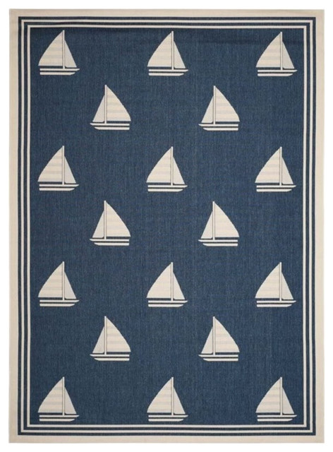 Safavieh Courtyard Navy Indoor Outdoor Rug - 8' x 11', 8' x 11' - Beach ...
