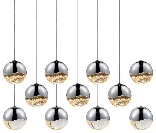 Grapes LED 11-Light Rectangle Canopy Pendant, Large Spheres ...