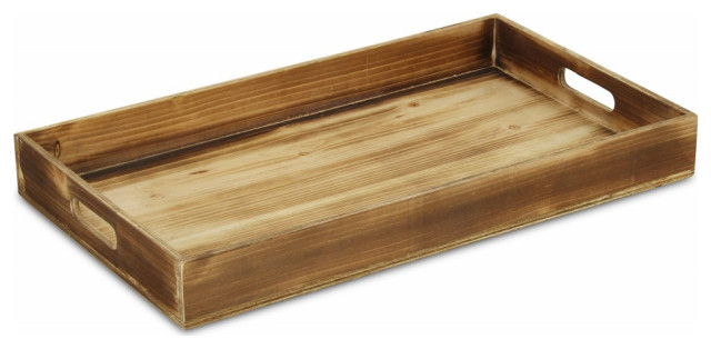 Minimalist Brown Wooden Tray - Transitional - Serving Trays - by ...