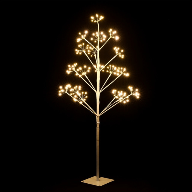 LuxenHome White Firecracker Pre-Lit LED PVC Tree - Holiday Lighting ...