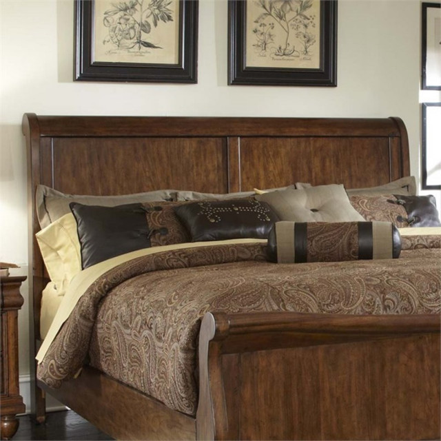 Rustic Traditions Cherry Queen Sleigh Headboard, Queen - Transitional ...
