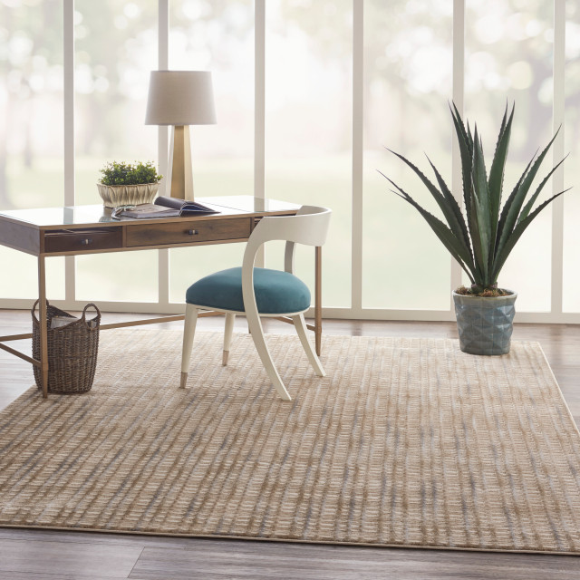 Nourison Solace SLA04 Beige/Blue Area Rug, Rectangular 8' x 10 ...