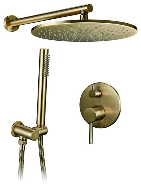 Wasser™ Solid Brass Shower Faucet Set, 8" Showerhead - Contemporary ...