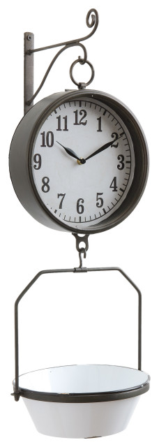 Decorative Vintage Reproduction Enameled Scale Wall Clock, White and ...