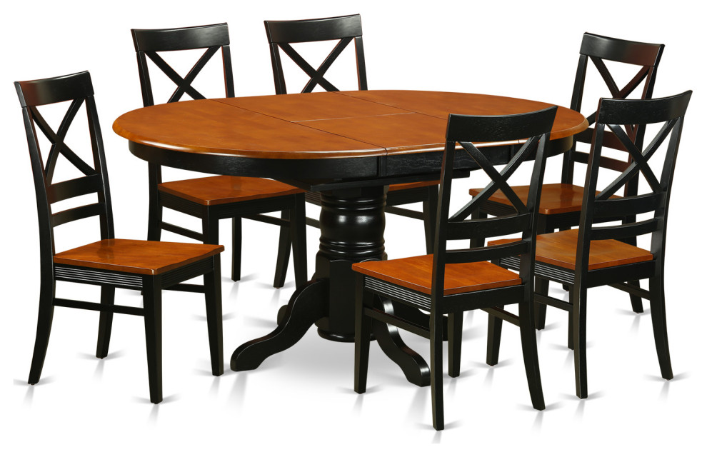 Avqu7-Bch-W Dining Set, 7-Piece With 6 Wooden Chairs - Traditional ...