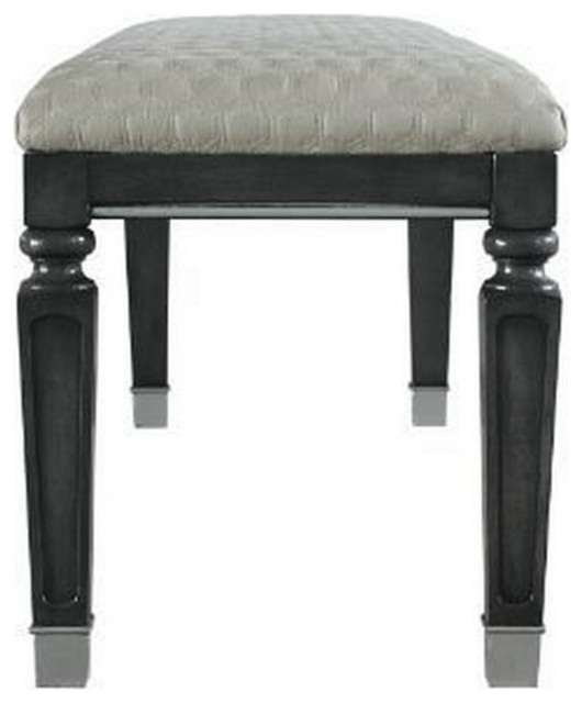 Benzara BM250184 Bench With Hexagonal Pattern and Tapered Legs, Beige ...