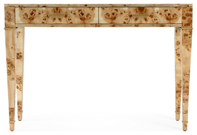 Kai 2 Drawer 46" Burl Wood Console Table - Transitional - Console ...