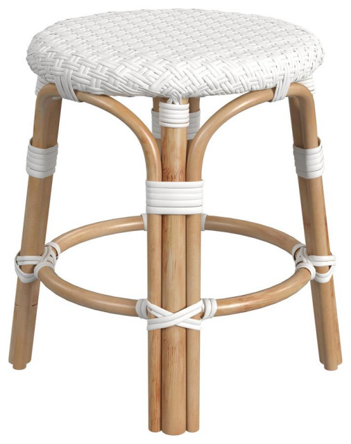 Tobias Rattan Round 18 Stool, White - Contemporary - Bathroom Vanity ...