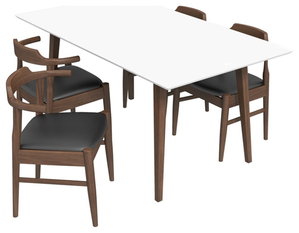 Dartmouth Modern Kitchen & Dining Room Solid Wood 5 Piece Furniture Set ...