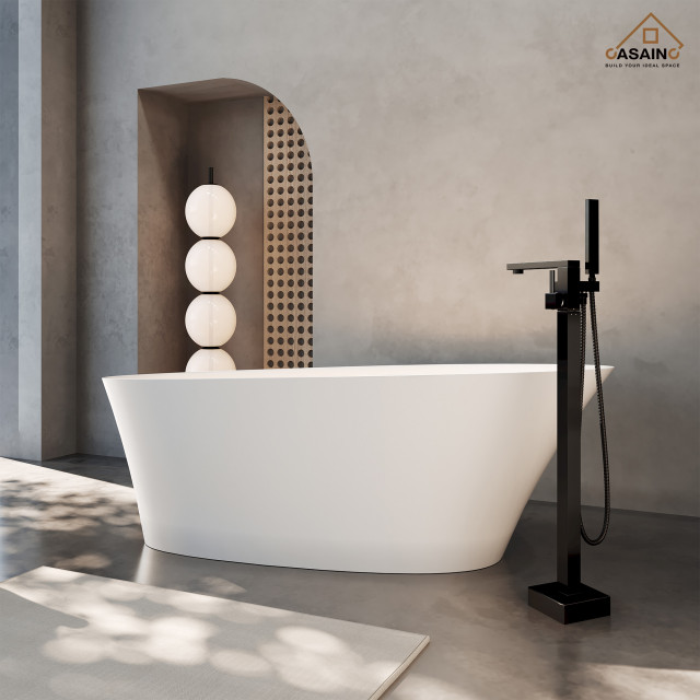 65in Solid Surface Freestanding Bathtub in Matte White - Contemporary ...