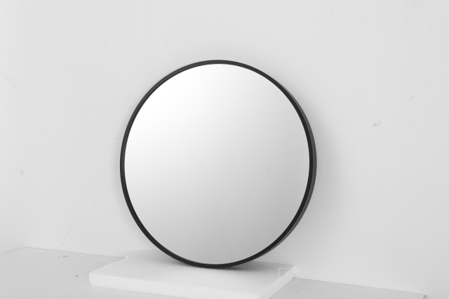 Sage 32" Modern Round Wall Mirror Aluminum Black Frame - Transitional ...