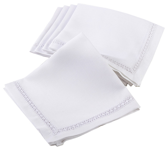 Dinner Napkin with Lace Insert, Set of 4, 2 Colors - Contemporary ...