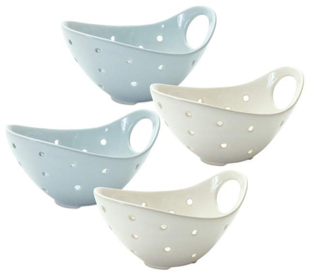Colander (Set Of 4) 7"L x 3.5"H Ceramic - Contemporary - Colanders And ...
