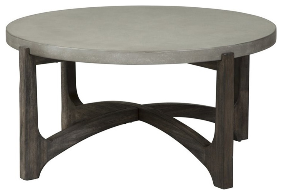 Cascade Dark Brown Round Cocktail Table - Industrial - Coffee Tables ...