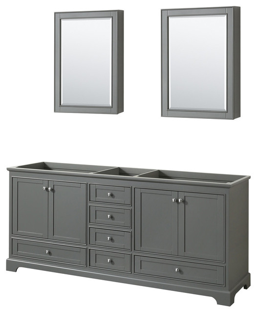 80 inch Double Bathroom Vanity in Dark Gray - Transitional - Bathroom ...