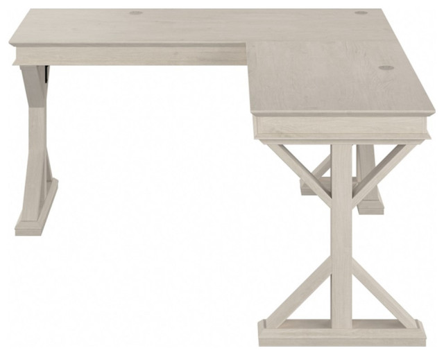 Homestead 60W Farmhouse L Shaped Desk in Linen White Oak - Engineered ...