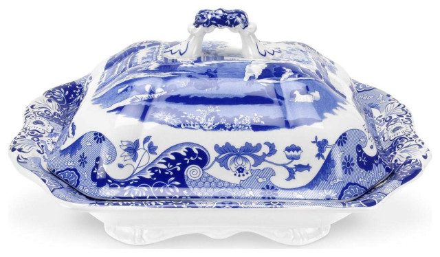 Spode Blue Italian Covered Vegetable Dish - Serving Dishes And Platters ...