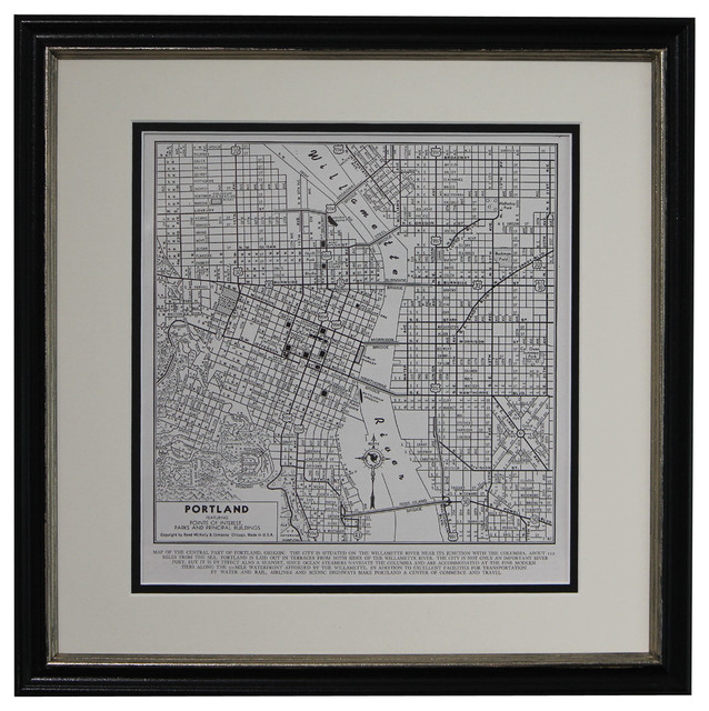 Vintage Portland, Oregon Map, Framed Original Oregon Map -Authentic ...