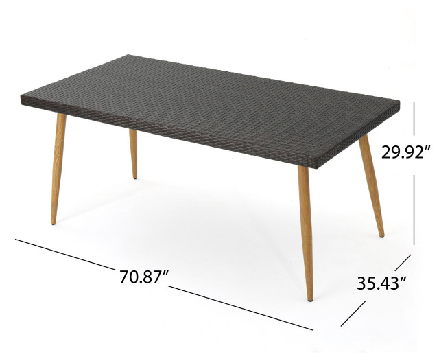 Delphi Outdoor Multi-Brown Wicker Rectangular Dining Table - Tropical ...