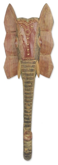 Elephants Effort Ewe Wood Mask - Tropical - Decorative Objects And ...