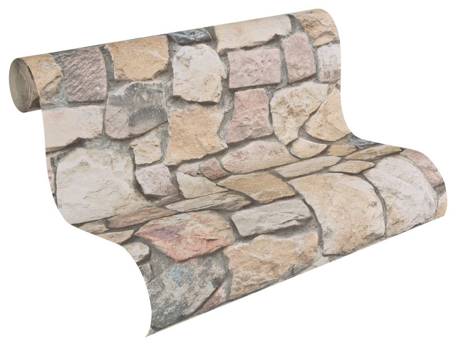 Morris Neutral Natural Stone Wallpaper, Swatch - Rustic - Wallpaper ...