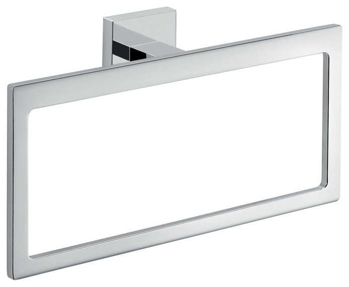 Modern Rectangular Chromed Brass and Cromall Towel Ring - Modern ...