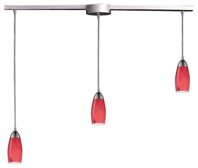 Three Light Triangular Pendant-Fire Red Glass Color - Pendants ...