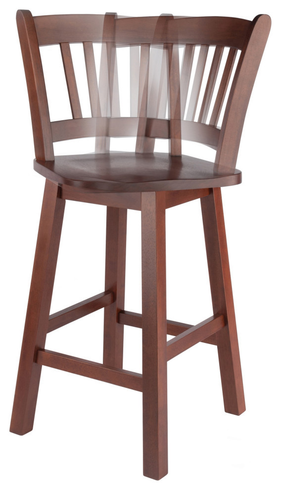 Fina Swivel Seat Counter Stool, Walnut - Transitional - Bar Stools And ...